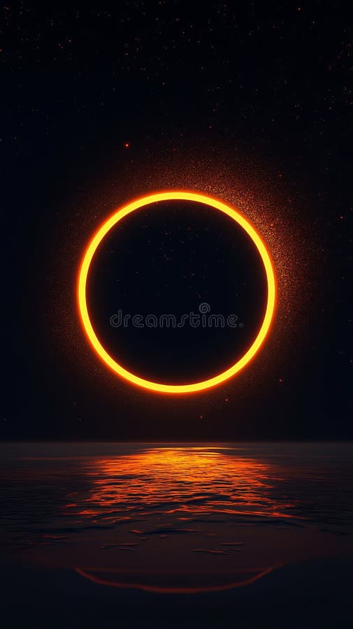 Stunning Solar Eclipse Over Ocean Horizon with Reflective Glow and ...