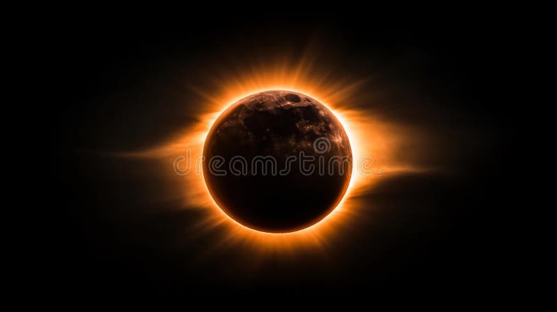 Stunning Solar Eclipse with a Glowing Halo and Darkened Moon Stock ...