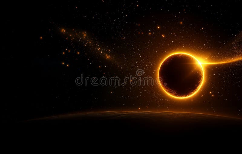 Stunning Solar Eclipse in Space, Showcasing Glowing Celestial Body ...