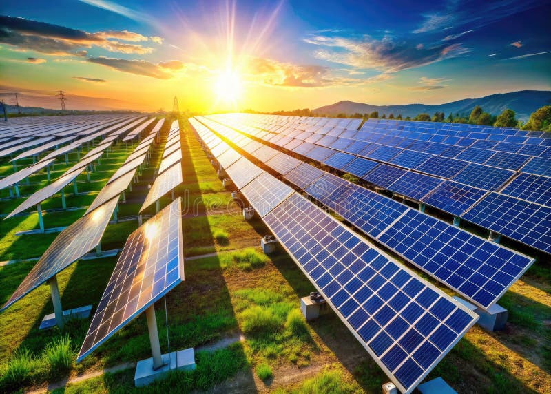 Stunning Solar Panel Array Gleams Under a Pristine Blue Sky a ...