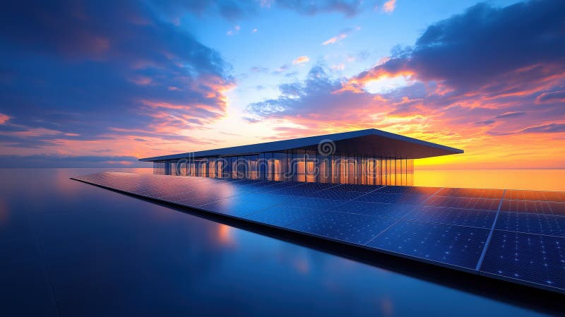 Stunning Solar Roof Panel Reflecting Vibrant Sunset Sky Stock ...