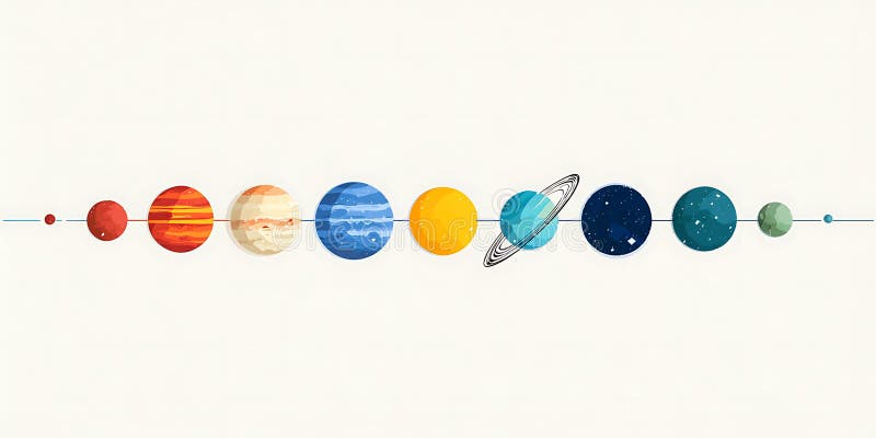 Stunning Solar System Planets in a Row Celestial Illustration Stock ...