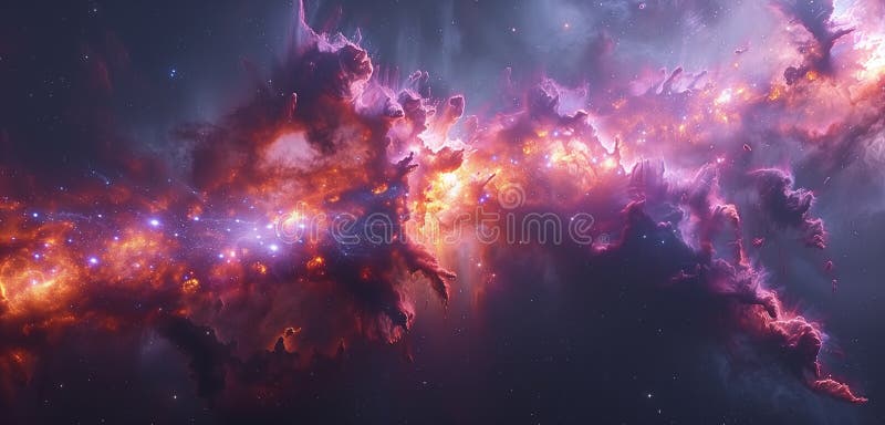 Artwork Shows Galactic Explosion in Cosmic Setting with Vibrant Colors ...