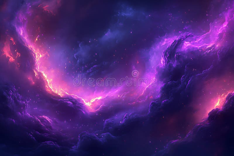 Galactic Majesty Nebula with Glowing Clouds in Shades of Violet Pink ...