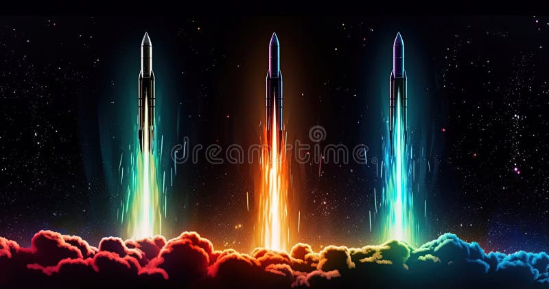 Stunning Space Rocket Launching into Space Al Generative Stock ...