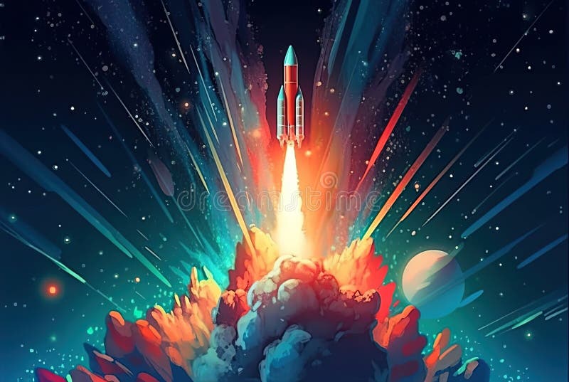 Stunning Space Rocket Launching into Space Al Generative Stock ...