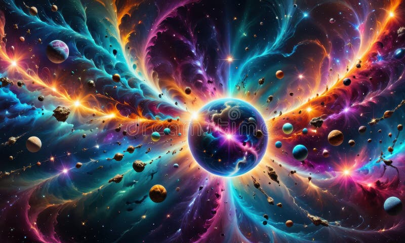 A Space Scene with Planets and Stars Stock Photo - Image of celestial ...