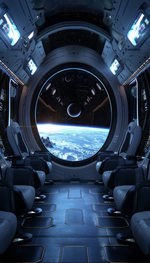 A Stunning Spaceship Interior Featuring Comfortable Seating, High Tech ...