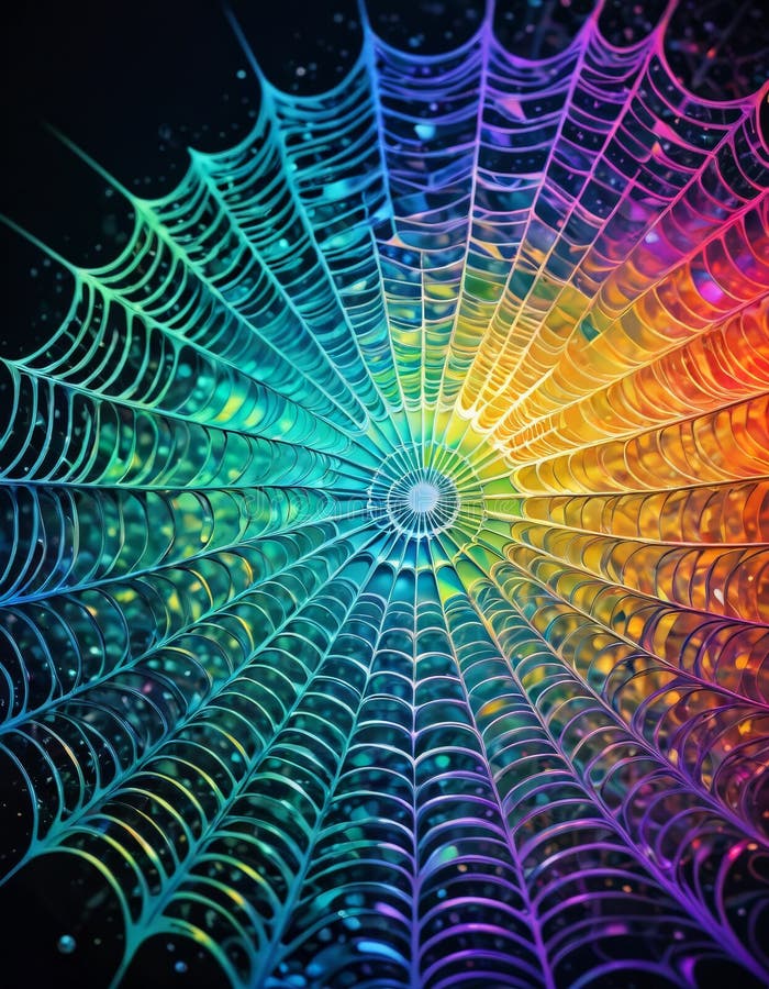 Colorful Spider Web with Vibrant Gradient Hues Stock Photo - Image of ...