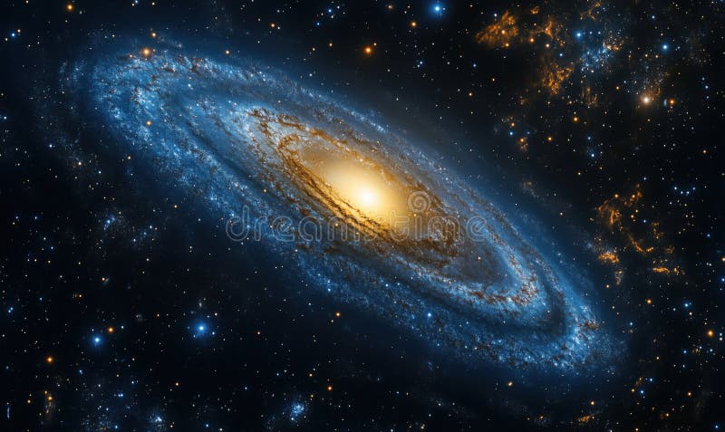 Stunning Spiral Galaxy with Bright Core and Starry Background Stock ...