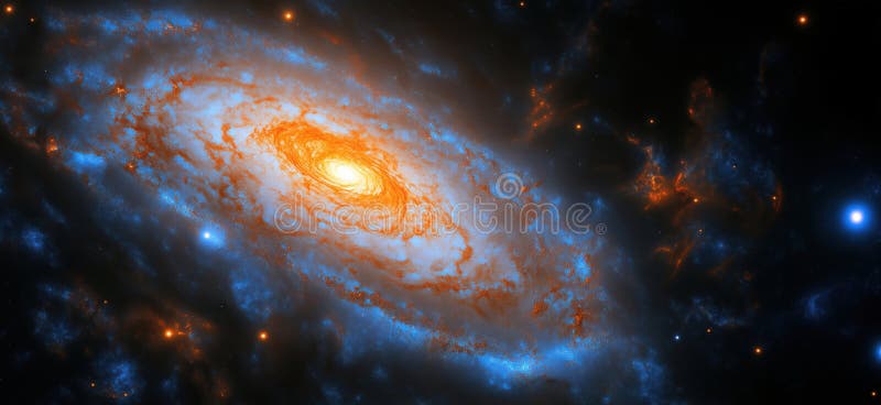 Stunning Spiral Galaxy with Bright Core and Vibrant Blue Nebulae Stock ...