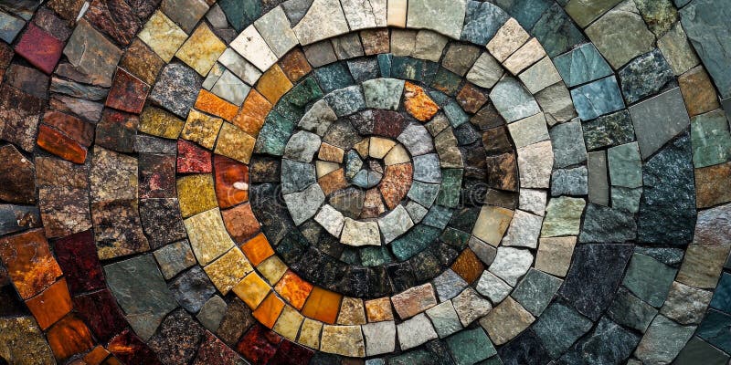 A Vibrant Spiral of Stone Tiles Showcasing Intricate Design and Color ...
