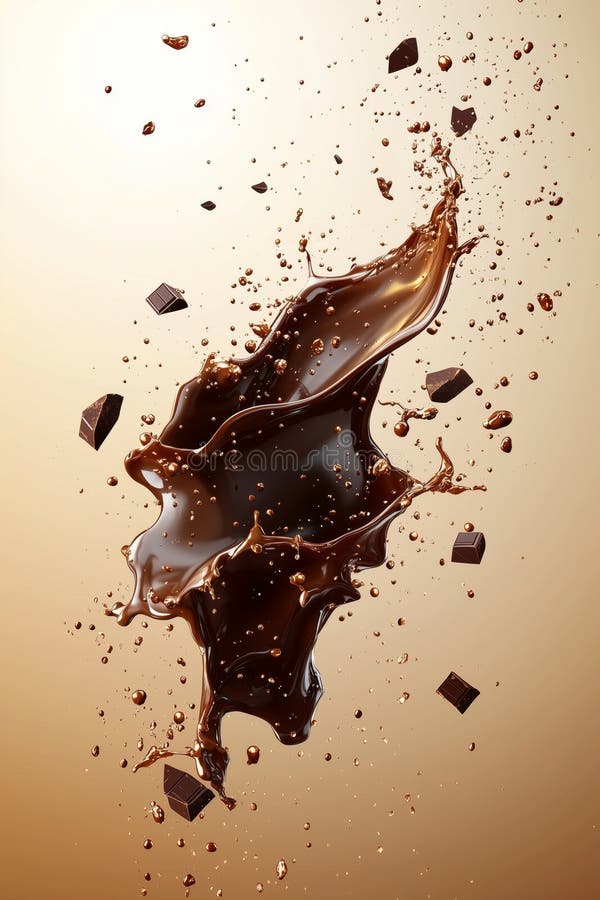 Dynamic Splash of Dark Chocolate with Chunks, Creating an Elegant and ...