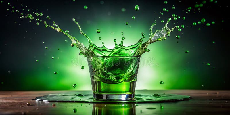 Stunning Splash of Emerald Green Liquid into Glass a Dynamic Visual ...