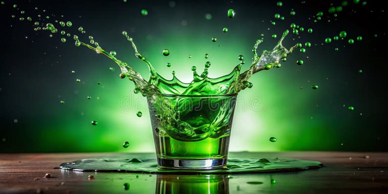 Stunning Splash of Emerald Green Liquid into Glass a Dynamic Visual ...