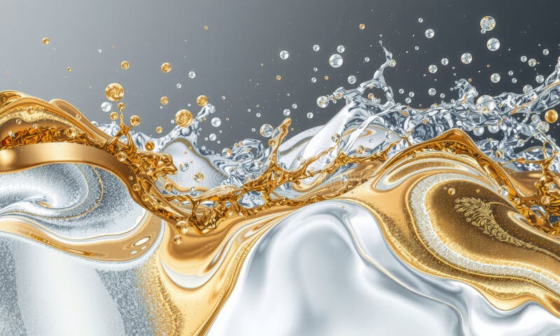 Stunning Splash of Liquid Gold and Silver Creates Dynamic Visual Effect ...