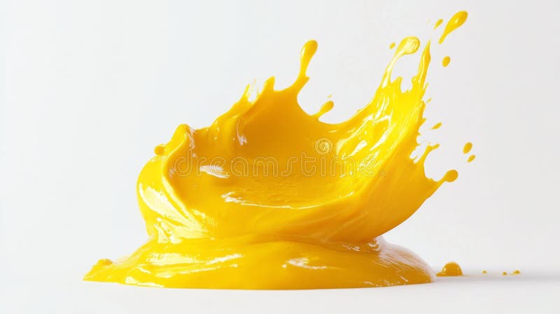 Vivid Yellow Paint Splash Isolated on White Background Stock ...