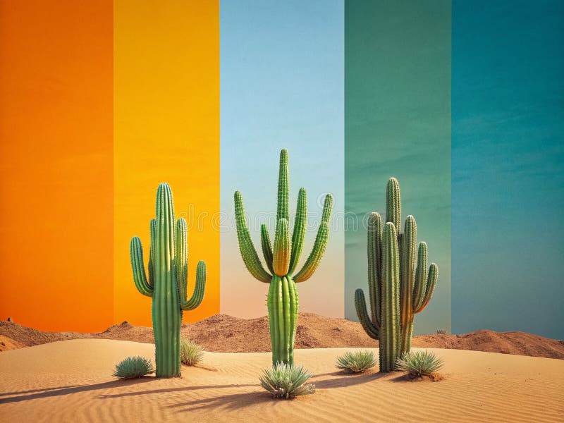 Stunning SplitComplementary Color Palette Flat Lay of Desert Cacti a ...