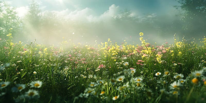 Stunning Spring Meadow: Nature S Breathtaking Beauty Stock Illustration ...