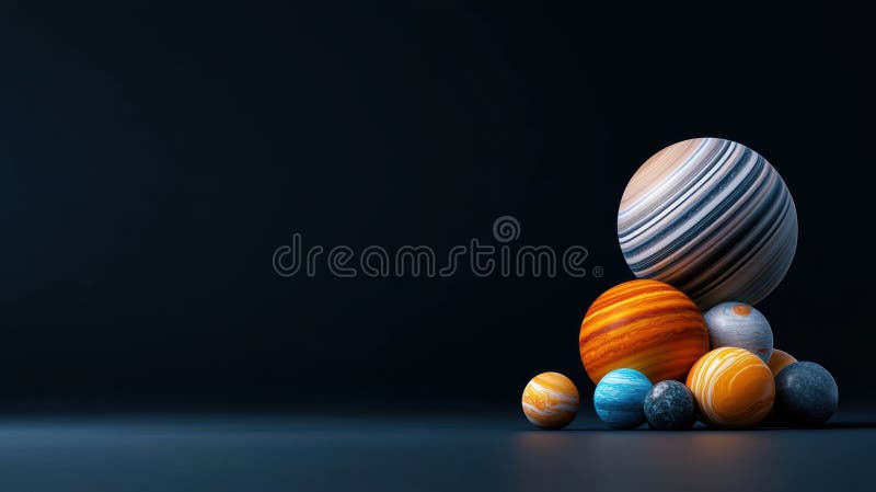 A Stunning Stack of Planets Against a Black Background with Space for ...
