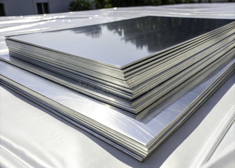 Stunning Stack of Shiny Silver Metal Sheets on a Clear Background a ...