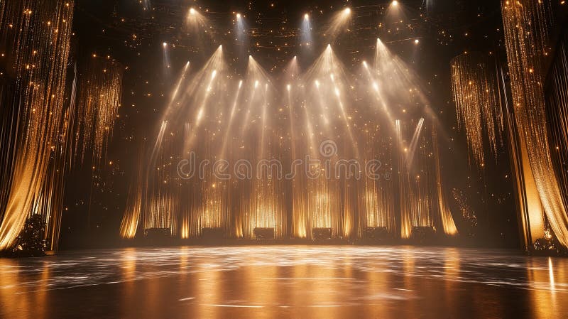 Stunning Stage with Dramatic Lighting and Elegant Drapes Creating a ...