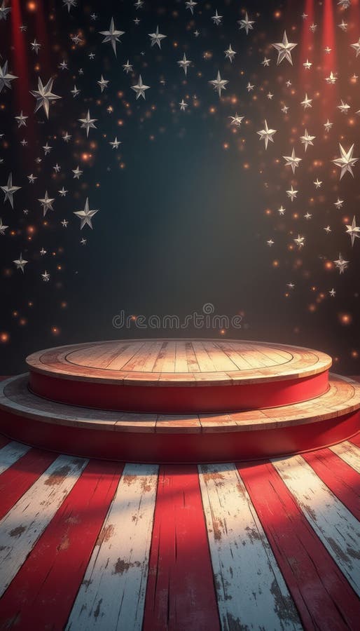 Stunning Stage with Wooden Platform and Starry Backdrop Stock Photo ...