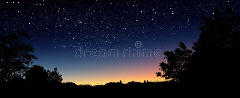 The Stunning Starry Night Sky Over a Tranquil Rural Landscape at Dusk ...