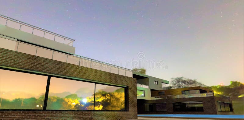 Stunning Starry Sky Over a Magnificent Estate Built According To an ...