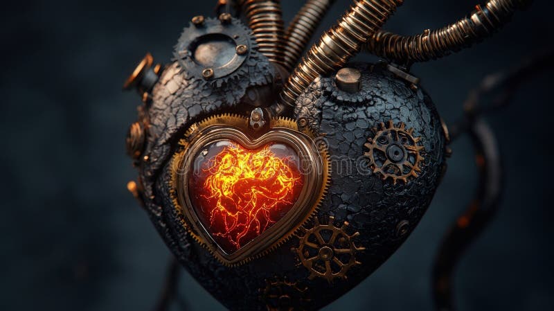 A Stunning Steampunk Heart Design Featuring Intricate Gears and a ...
