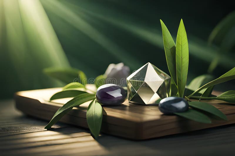 The Power of Nature: a Vibrant Display of Healing Crystals on Leaves ...