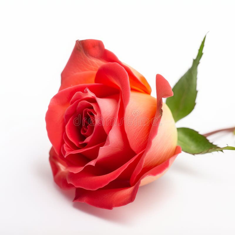 Captivating Closeup of a Single Rose on White Background, Generative AI ...