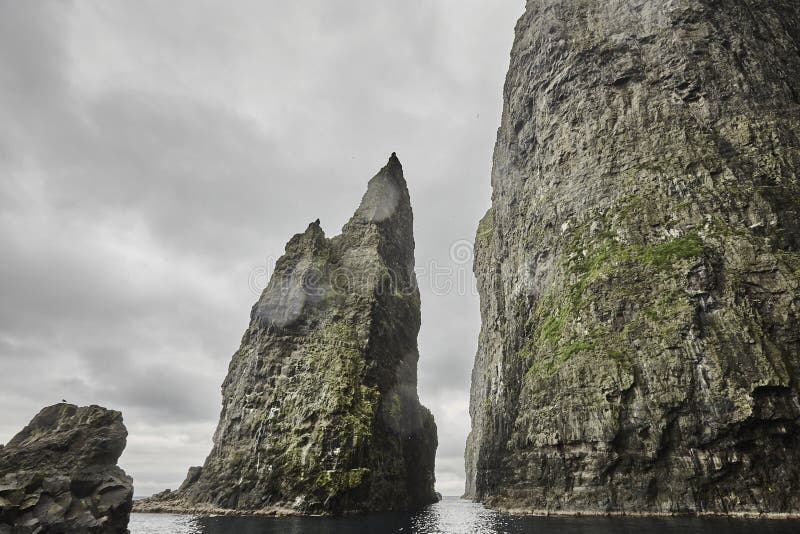 Stunning Stone Cliffs. Atlantic Ocean, Faroe Islands. Denmark Stock ...