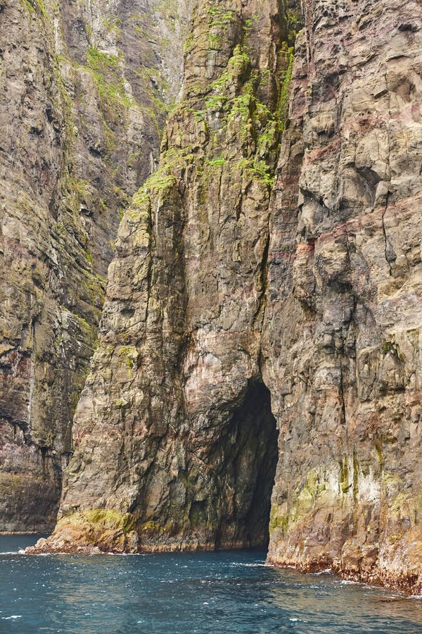 Stunning Stone Cliffs and Caves. Atlantic Ocean, Faroe Islands. Denmark ...