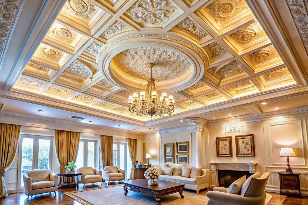 Stunning Stucco Ceiling Design in a Panoramic Interior a Masterclass in ...