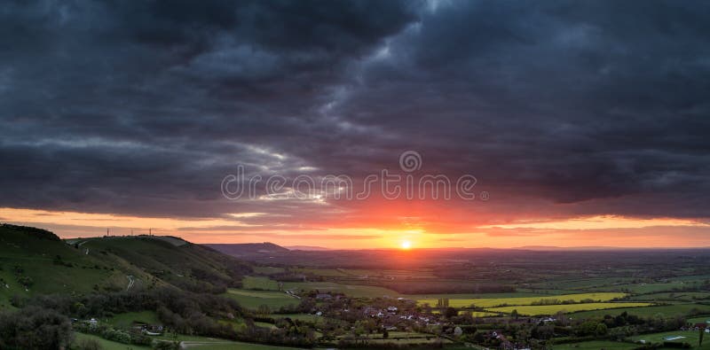 Stunning Summer Sunset Across Countryside LandscapE Stock Image - Image ...