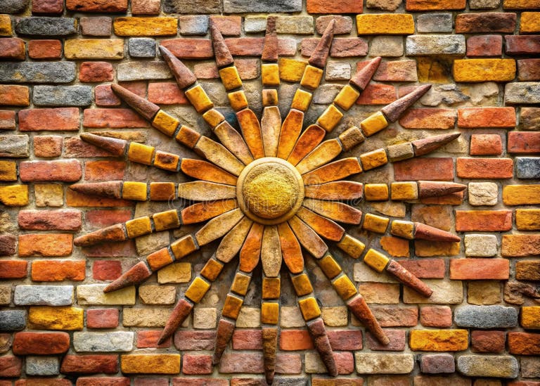 Stunning Sunburst Brick and Stone Wall Texture a Rustic Architectural ...