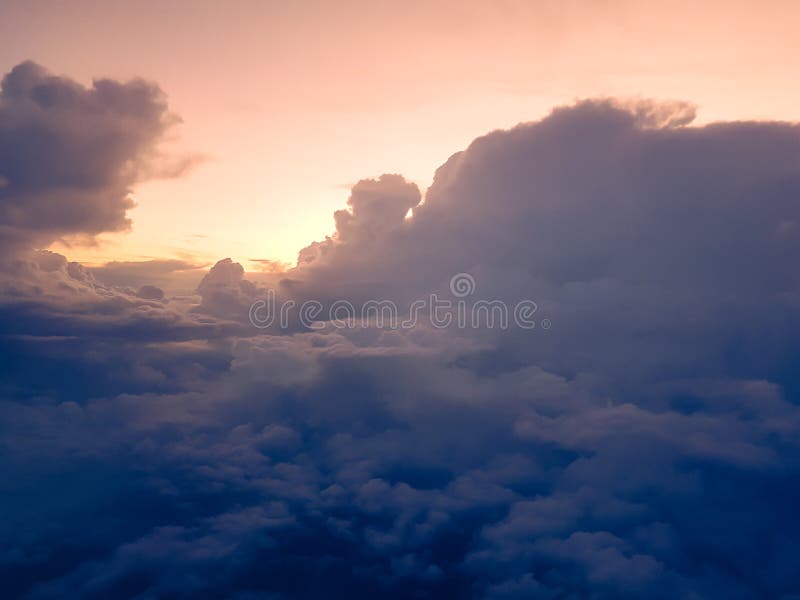 Stunning Sunny Sunset among the Clouds, View from the Sky Stock Photo ...
