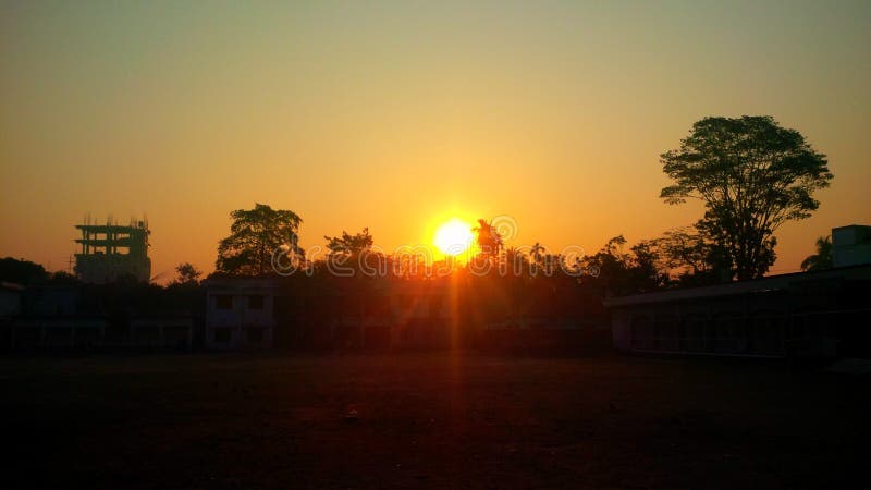 Stunning Sunrise in a Typical Town Stock Photo - Image of light ...