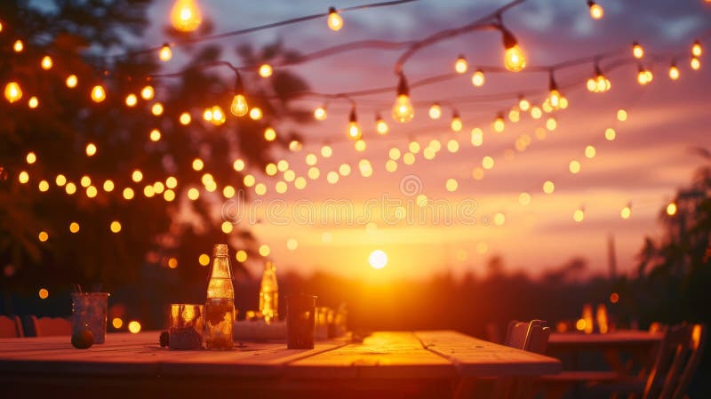 A Stunning Sunset Backdrop for an Outdoor Birthday Dinner with String ...