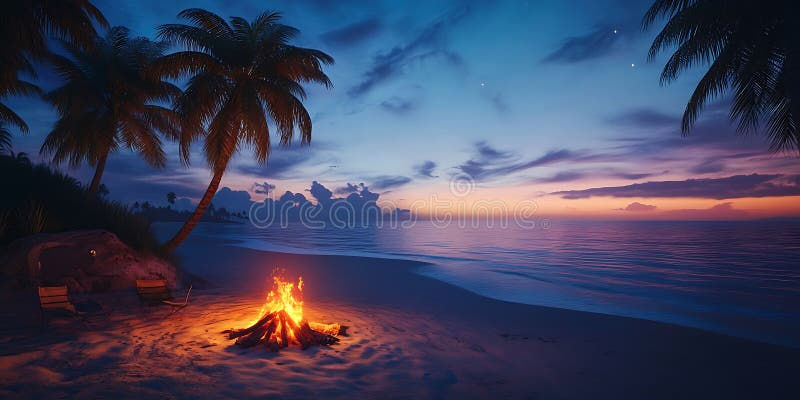 Bonfire Tropical Paradise Wallpaper Stock Illustrations – 10 Bonfire ...
