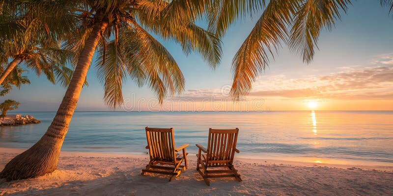 Stunning Sunset Beach Scene Tropical Paradise Relaxation Stock ...