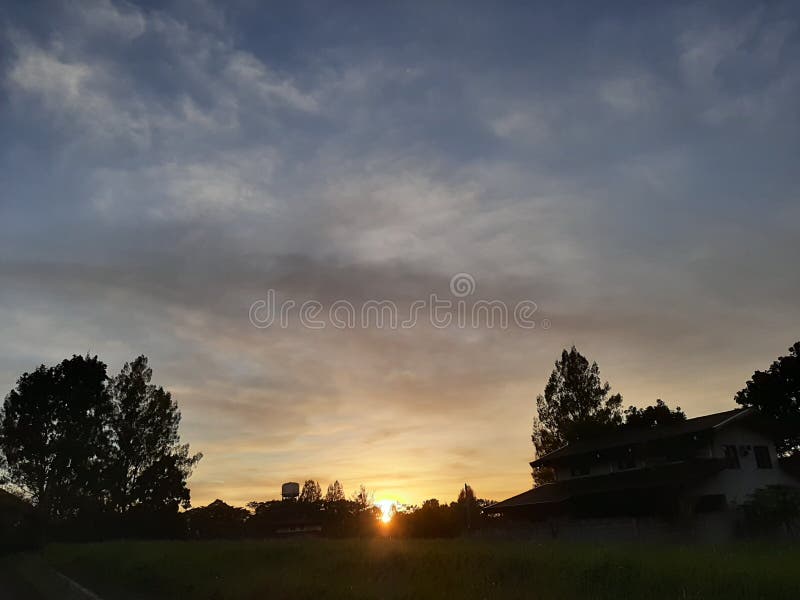 Stunning Sunset and Calm Weather Stock Image - Image of dusk, hill ...