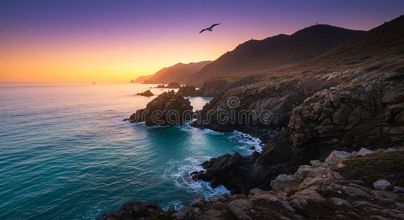 Stunning Sunset Coastline Landscape with Ocean and Cliffs Stock Photo ...