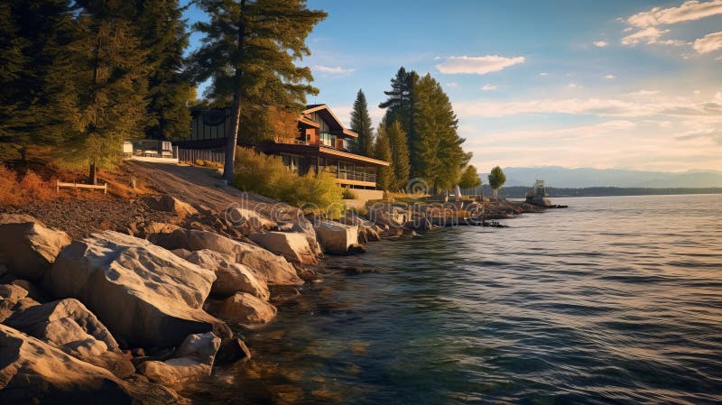 Stunning Sunset Cottage Image: Vray Tracing, 32k Uhd, Rusticcore Stock ...