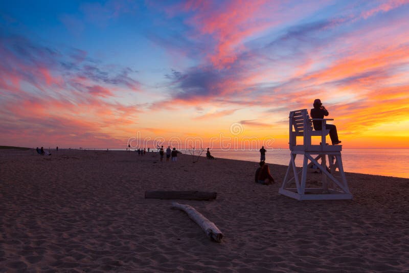 Stunning Sunset on the Empty Beach, Cape Cod, USA Editorial Stock Photo ...