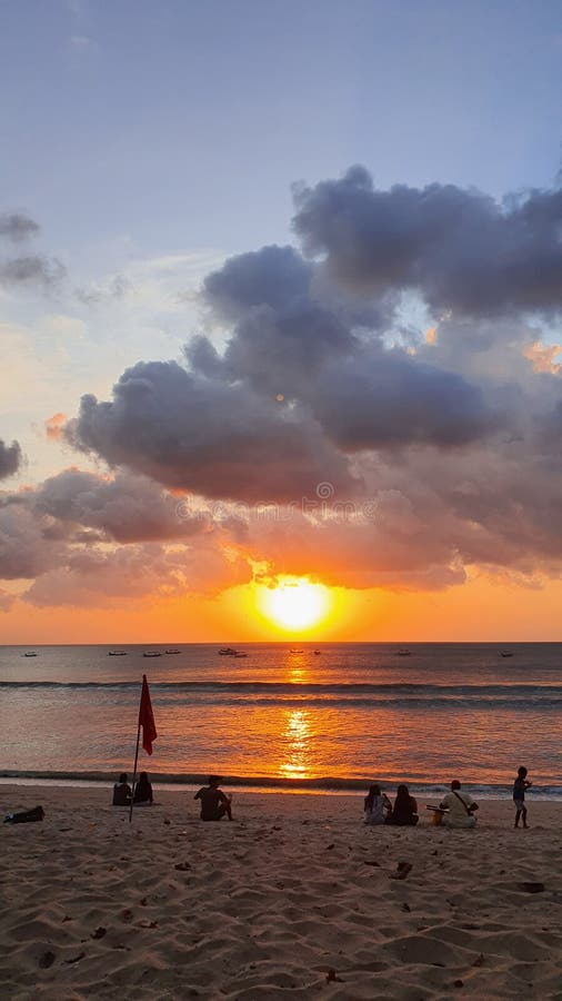 Stunning Sunset at Kuta Beach Stock Photo - Image of cloud, wall: 243862730