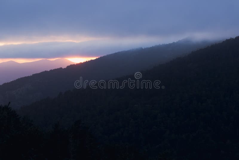 Stunning Sunset between Mountains Stock Image - Image of beauty, heaven ...