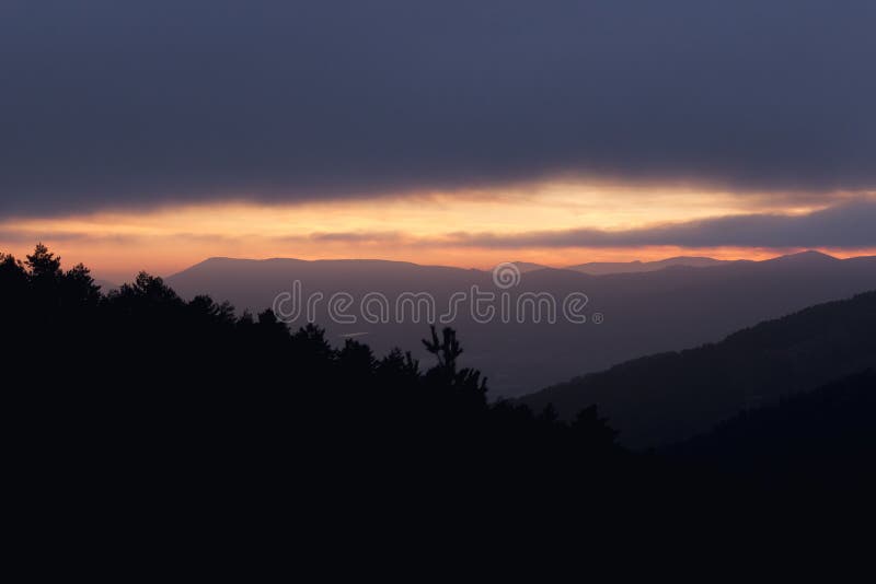 Stunning Sunset between Mountains Stock Photo - Image of natural ...