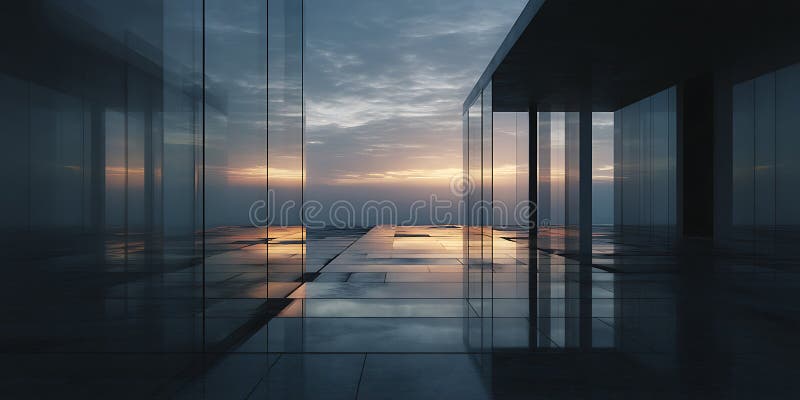 Stunning Sunset Ocean View Modern Glass Architecture Image Stock ...